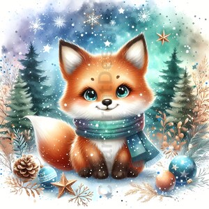 Cute Winter Woodland Animals Clipart Bundle, Festive Watercolor Clip ...