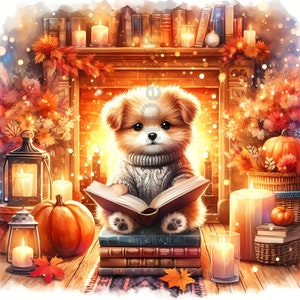 Cute Fall Dogs Clipart Bundle, Watercolor Autumn Dog Clip Art Images ...