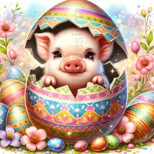 Cute Easter Pigs Clipart, Funny Watercolor Animal Images, High Quality ...