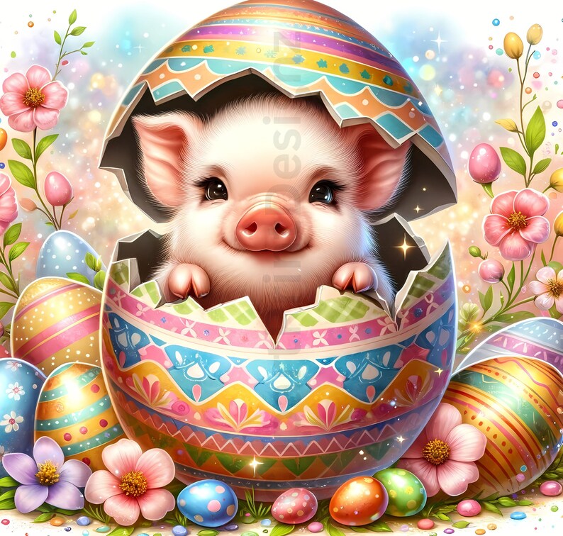 Cute Easter Pigs Clipart, Funny Watercolor Animal Images, High Quality ...