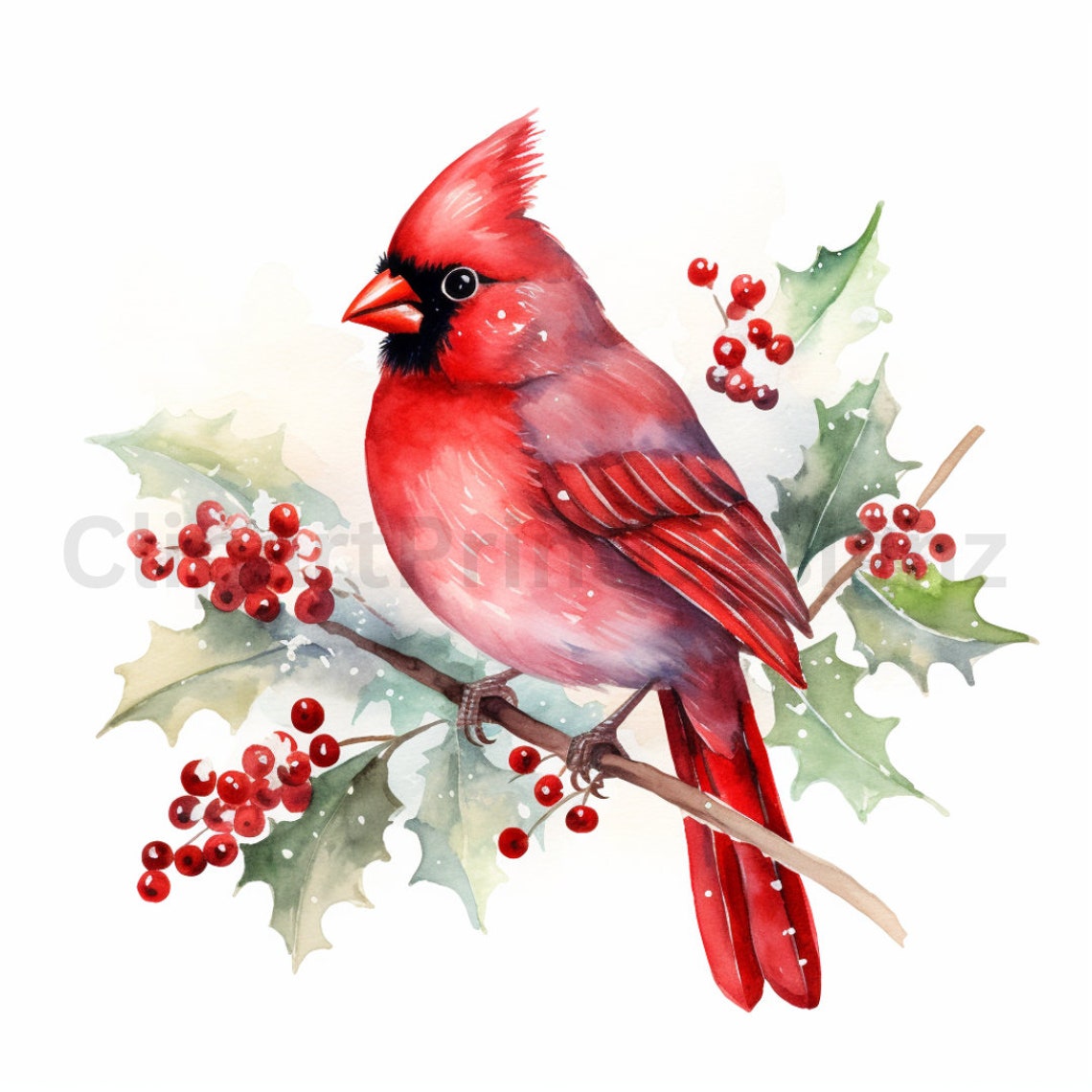 11 Cute Christmas Red Cardinals, High Quality Clipart Bundle ...