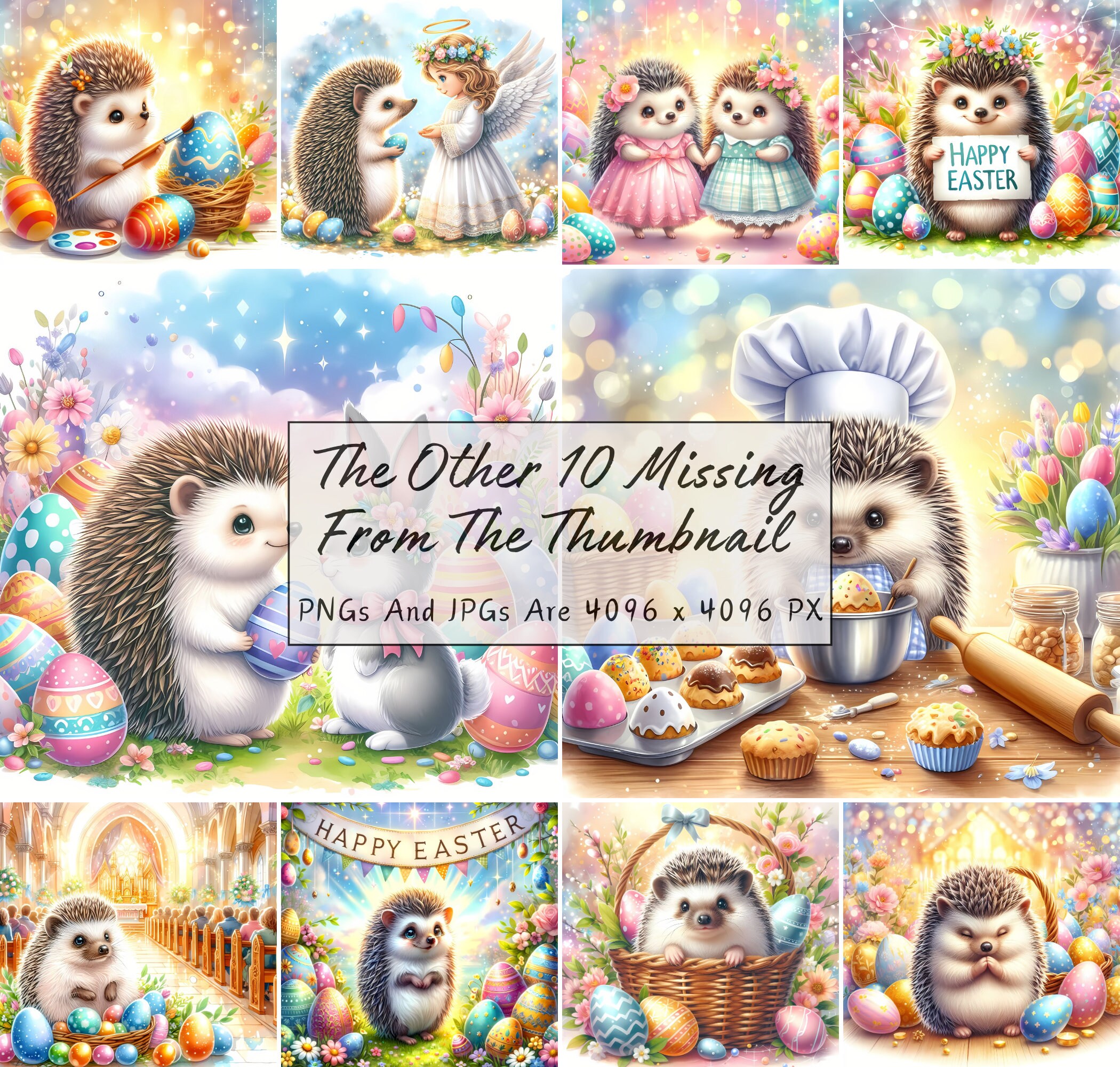 Cute Easter Hedgehogs Clipart, Funny Watercolor Animal Images, High ...