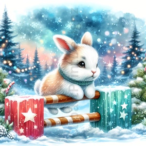 Cute Winter Bunnies/hares Clipart Bundle, Festive Watercolor Clip Art ...