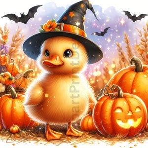 Cute Halloween Ducks Clipart Bundle, Watercolor Duck Clip Art Images ...