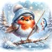Cute Winter Robins Clipart Bundle, Festive Watercolor Clip Art Images ...