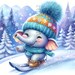 Cute Winter Animals Skiing Clipart Bundle, Festive Watercolor Clip Art ...