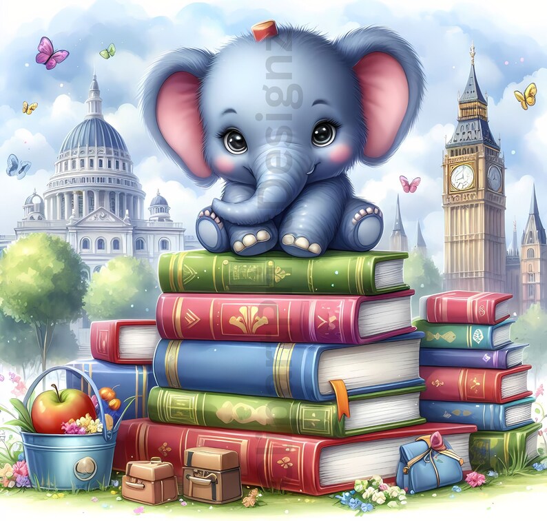 Cute Back to School Animals Peeking Out of Accessories Clipart Bundle ...