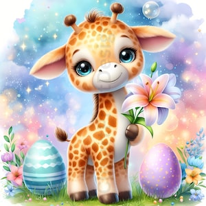 Cute Easter Giraffes Clipart, Funny Watercolor Animal Images, High ...