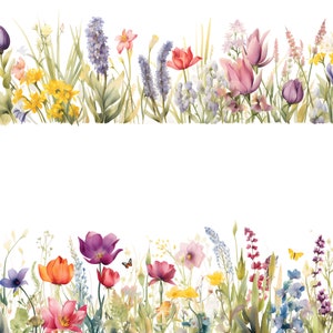 Watercolor Spring Flower Borders, Clipart Bundle, 20 High Quality Pngs ...