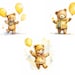 20 Watercolor Yellow Teddy Bear Clipart, Cute Teddy Bear Bundle ...
