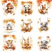 Cute Fall Squirrels Clipart Bundle, Watercolor Autumn Squirrel Clip Art ...