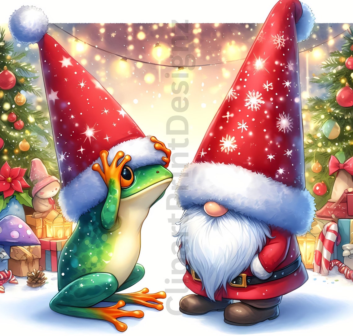Cute Christmas Frogs Clipart Bundle, Xmas Frog Clip Art Images ...