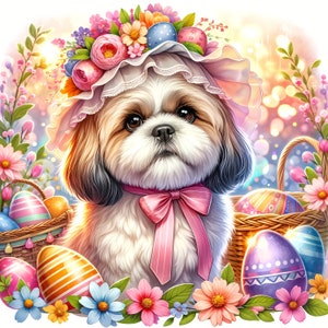 Cute Easter Dogs Breeds Clipart Bundle, Watercolor Clip Art Images, 20 ...