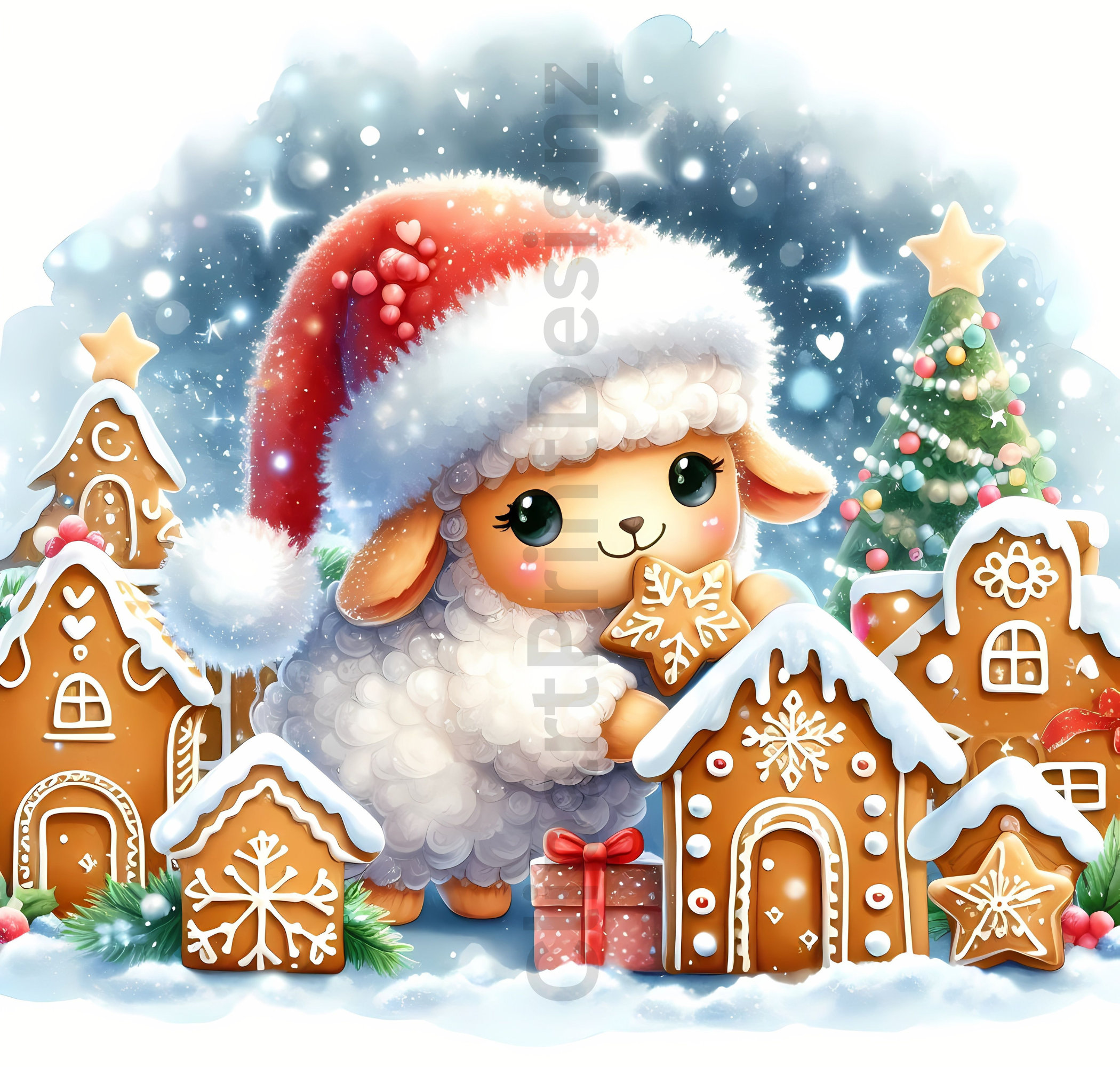 Cute Christmas Sheep Clipart Bundle, Xmas Lamb Clip Art Images ...
