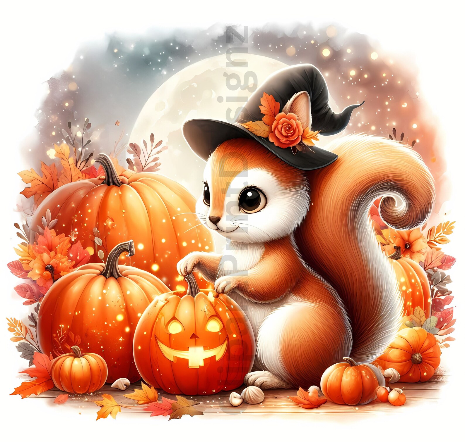 Cute Fall Squirrels Clipart Bundle, Watercolor Autumn Squirrel Clip Art ...