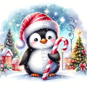 Cute Christmas Penguins Clipart Bundle, Xmas Penguin Clip Art Images ...