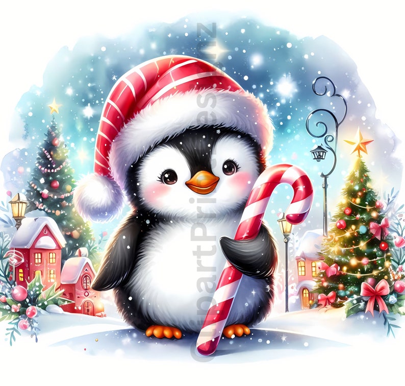 Cute Christmas Penguins Clipart Bundle, Xmas Penguin Clip Art Images ...