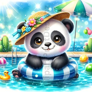 Cute Summer Pool Animals Clipart Bundle, Watercolor Sun Clip Art Images ...