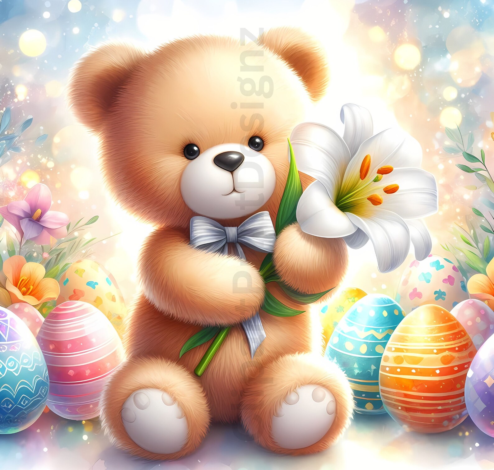 Cute Easter Teddy Bears Clipart, Funny Watercolor Animal Images, High ...