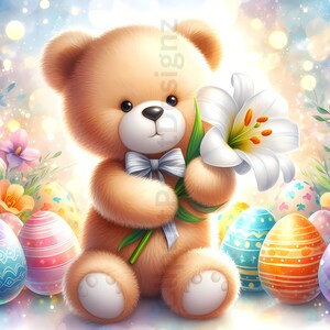 Cute Easter Teddy Bears Clipart, Funny Watercolor Teddy Bear Images ...