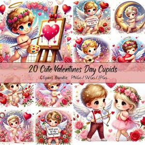 Cute Valentines Day Cupids Clipart Bundle, Valentine Cupid Clip Art ...