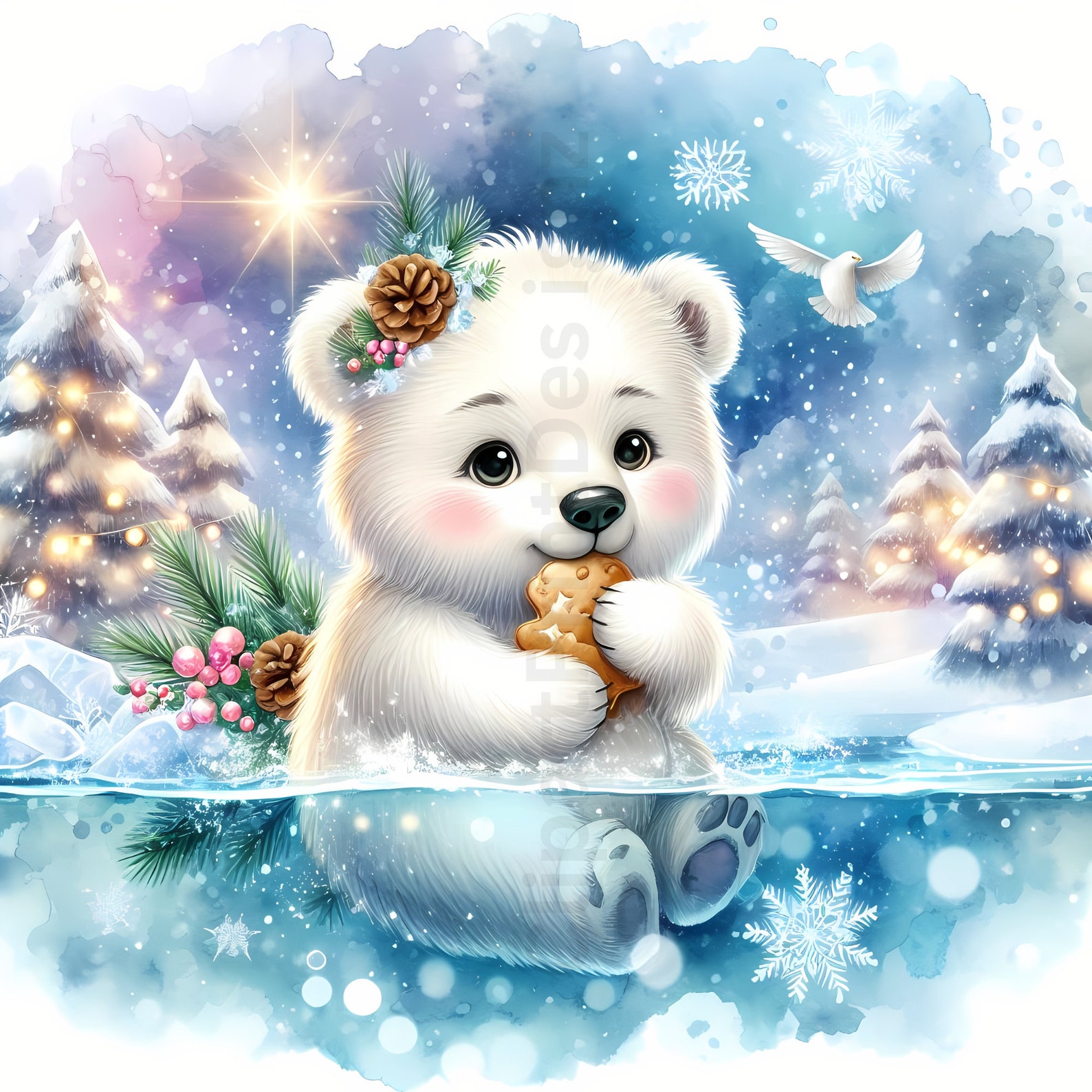 Cute Watercolor Winter Animals Clipart Bundle, Baby Animal Images, 17 ...