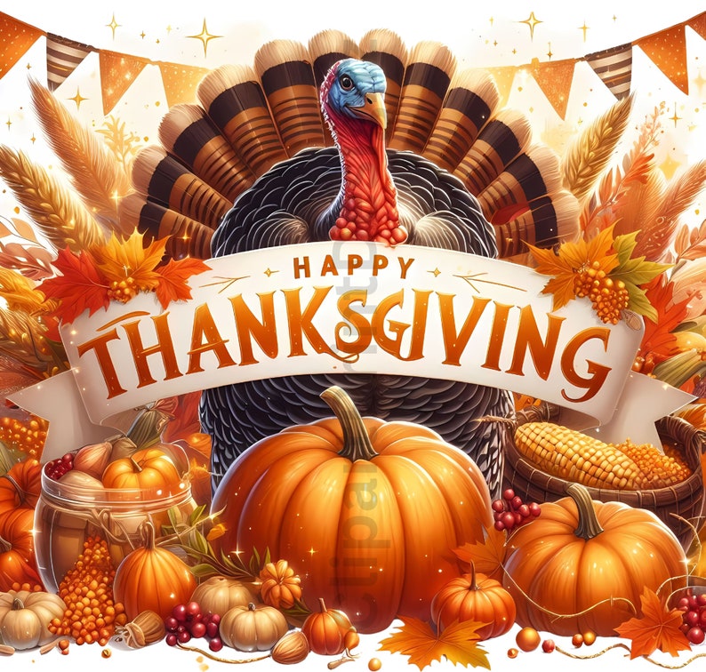 Happy Thanksgiving Banners Clipart Bundle, Watercolor Clip Art Images ...