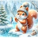 Cute Winter Squirrel Clipart Bundle, Festive Watercolor Clip Art Images ...