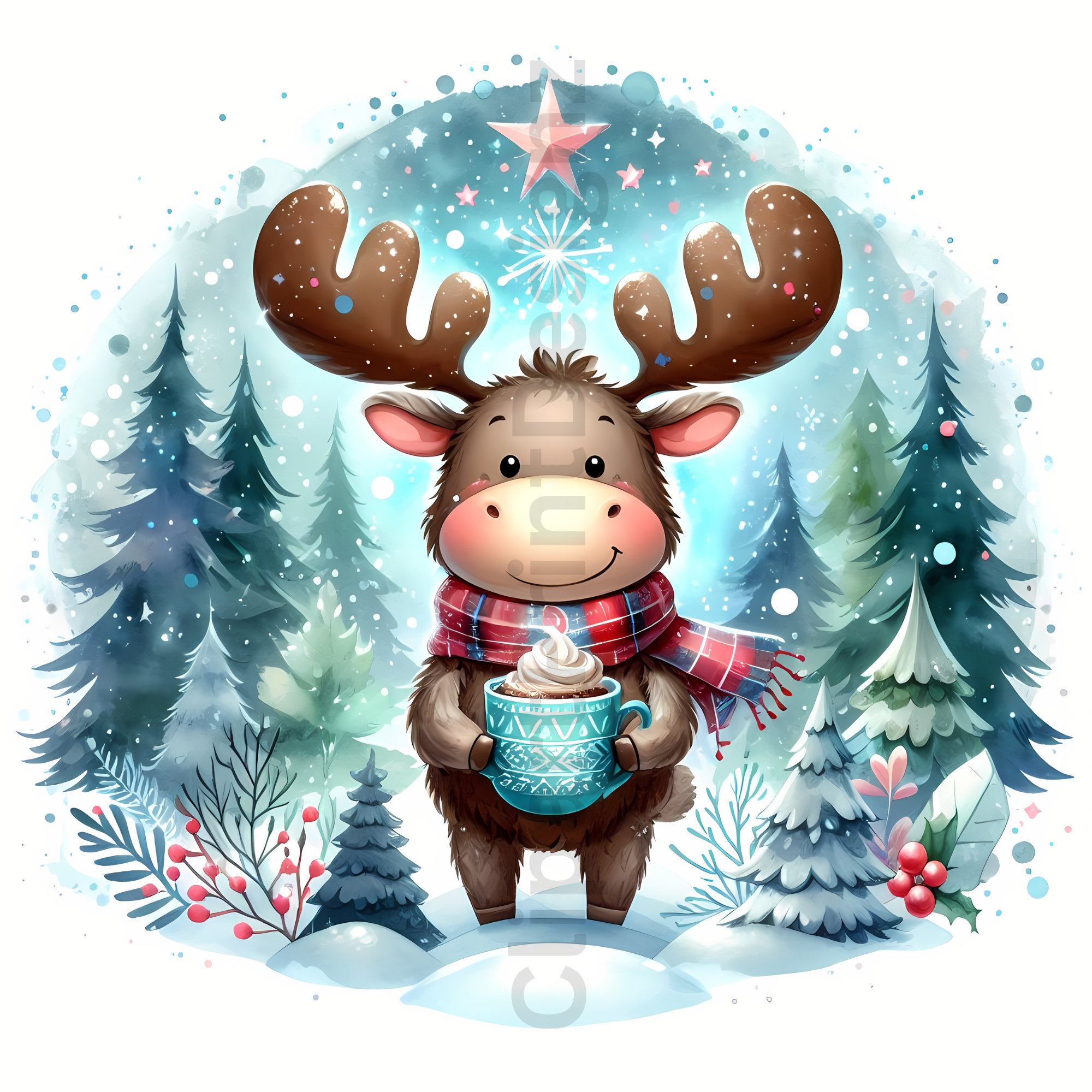 Cute Winter Woodland Animals Clipart Bundle Festive - Etsy