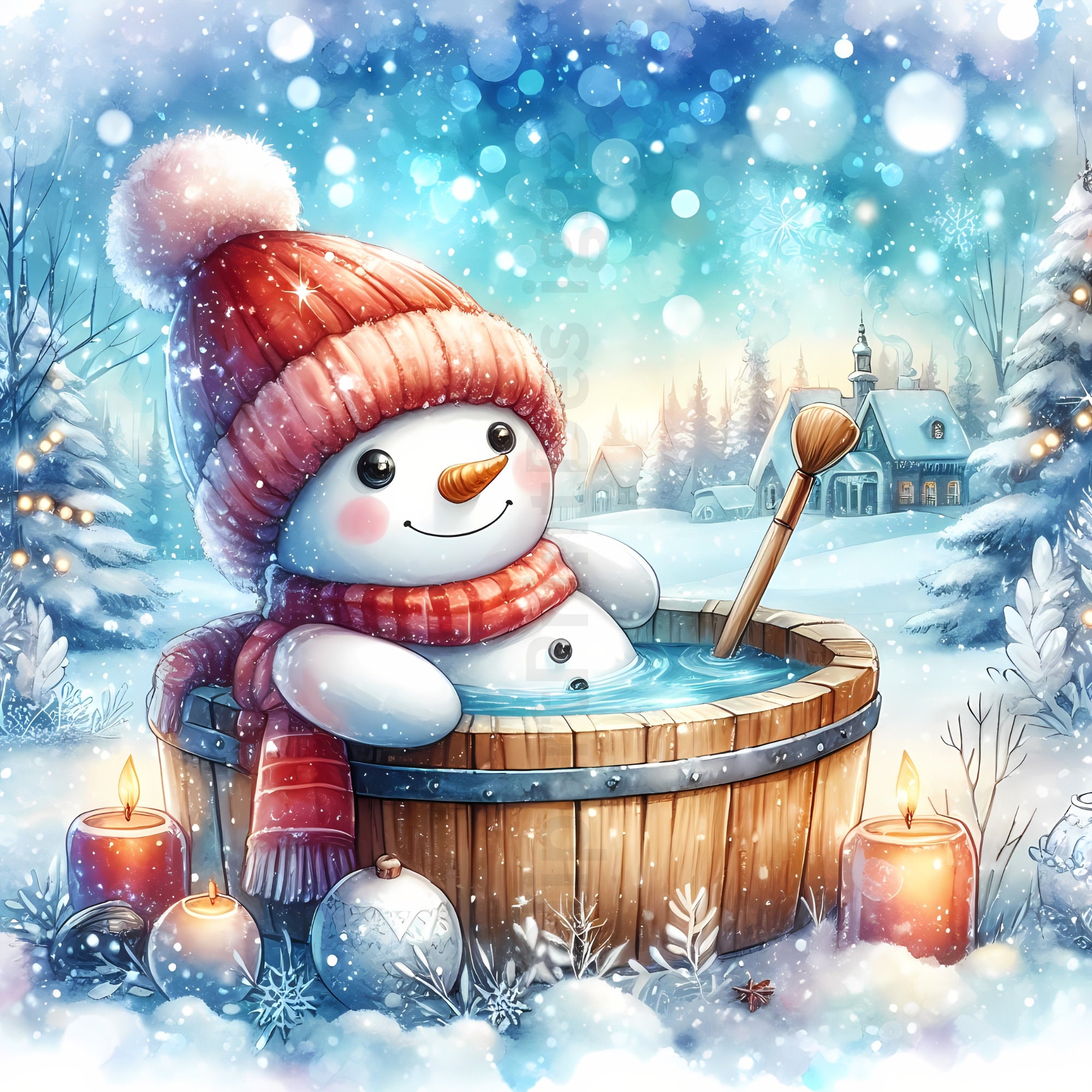 Cute Winter Snowman Clipart Bundle, Watercolor Clip Art Images, 20 High ...