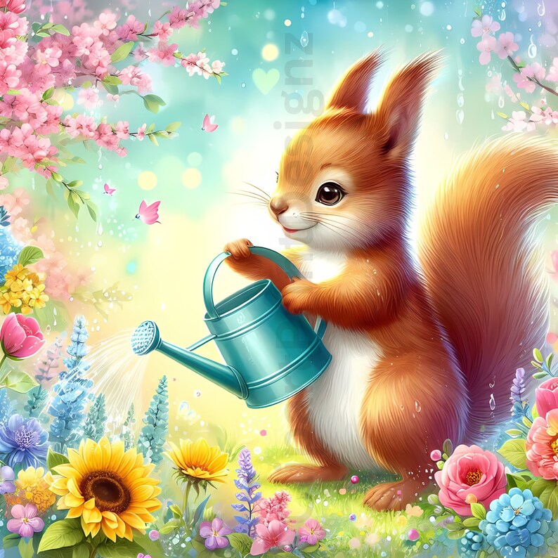 Cute Spring Squirrels Clipart Bundle, Watercolor Clip Art Images, 24 ...