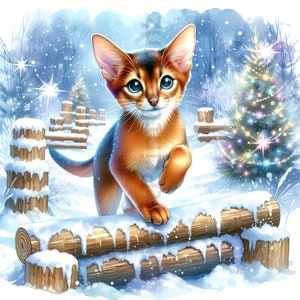 Cute Winter Cat Breeds Clipart Bundle, Festive Watercolor Clip Art ...