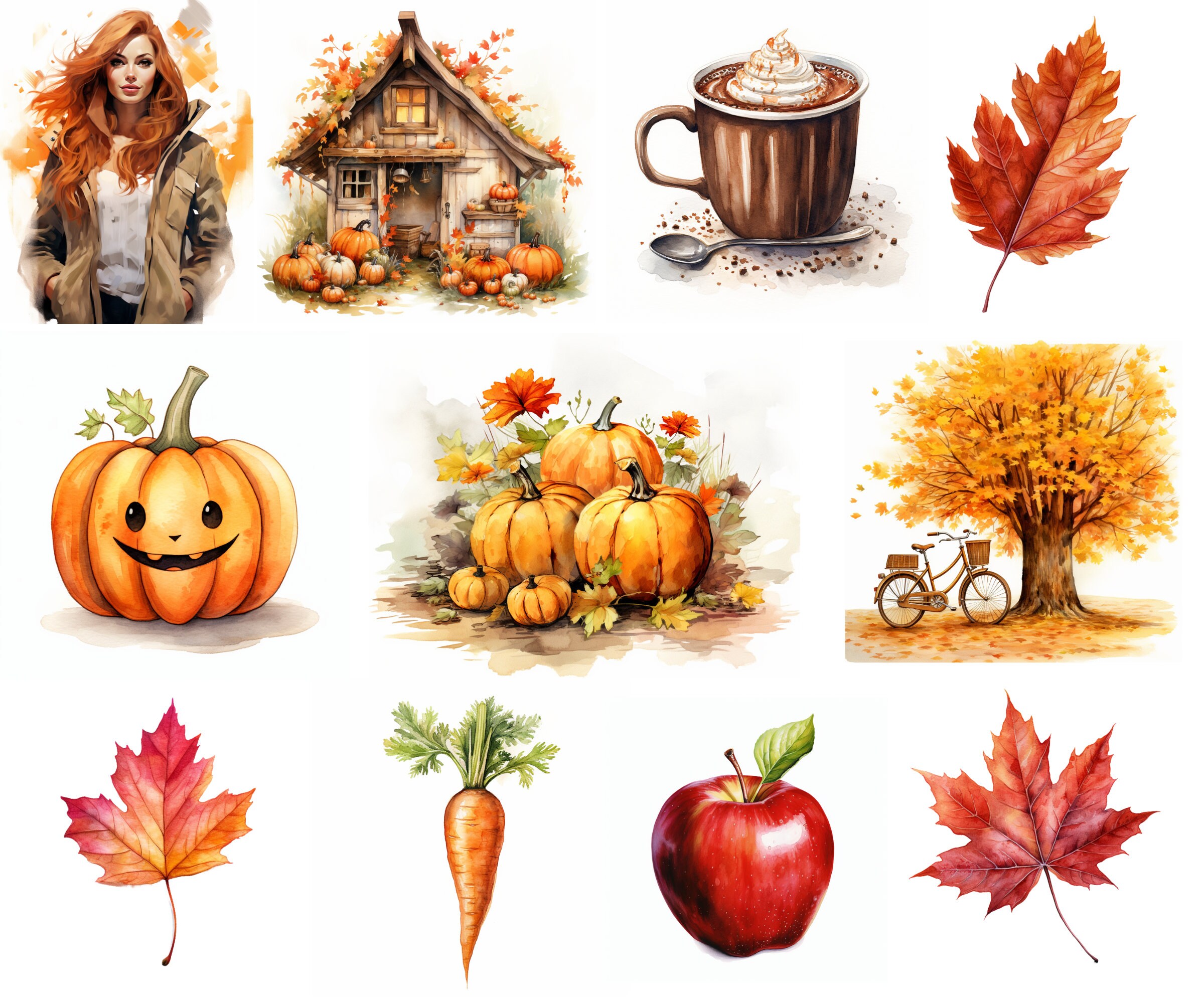 100 Watercolor Fall Clipart Bundle Cute Baby Fall Animals - Etsy