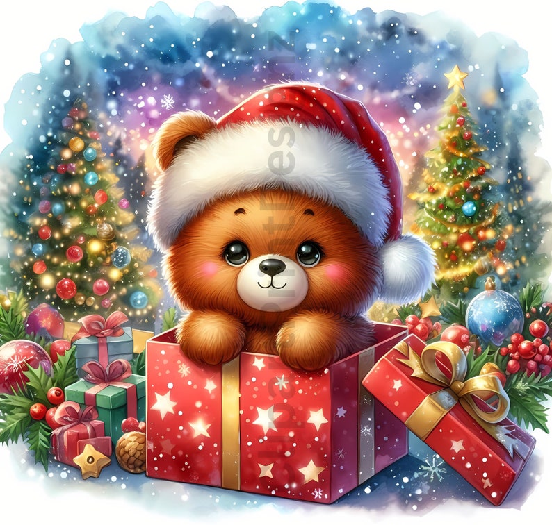 Cute Christmas Bears Clipart Bundle, Xmas Bear Clip Art Images ...