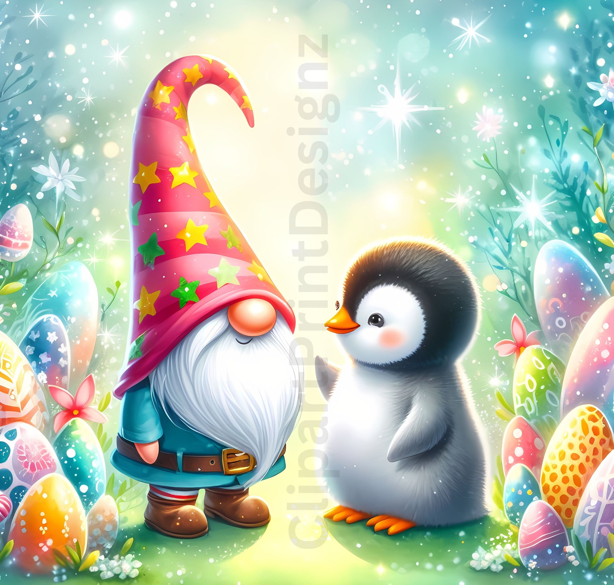 Cute Easter Penguins Clipart, Funny Watercolor Animal Images, High ...