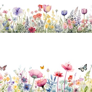 Watercolor Spring Flower Borders, Clipart Bundle, 20 High Quality Pngs ...