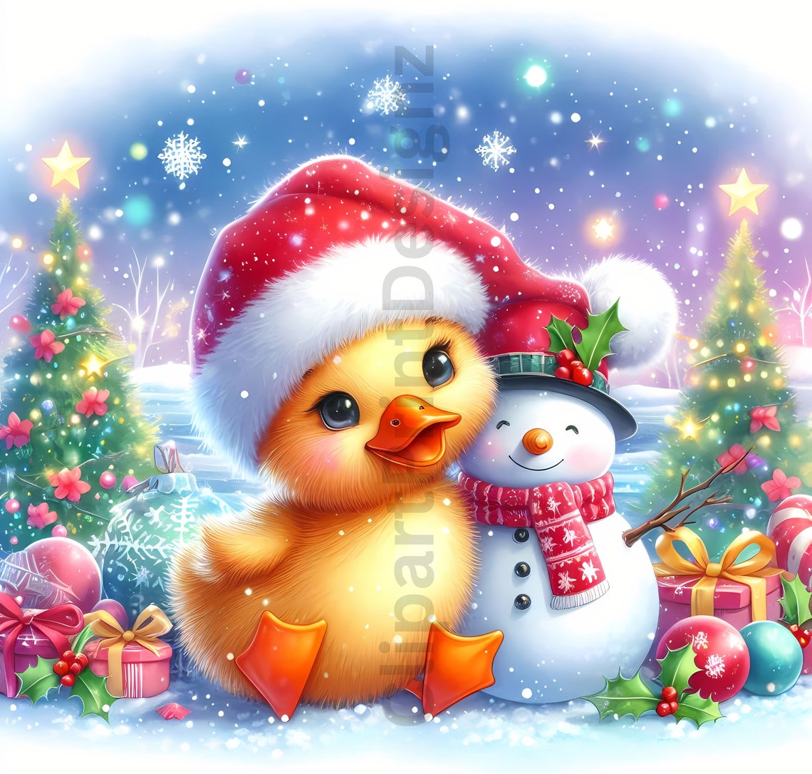 Cute Christmas Ducks Clipart Bundle, Xmas Ducks Clip Art Images ...