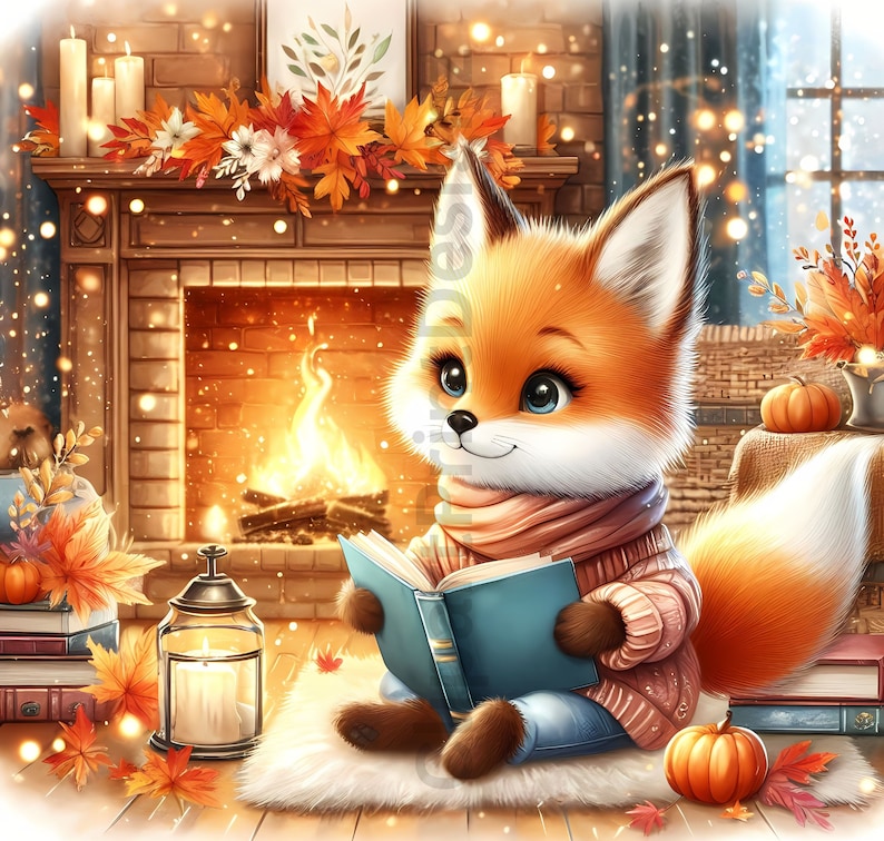 Cute Fall Foxes Clipart Bundle, Watercolor Autumn Fox Clip Art Images ...