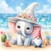 Cute Summer Elephants Clipart Bundle, Watercolor Elephant Clip Art ...
