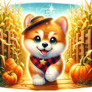Cute Fall Dogs Clipart Bundle, Watercolor Autumn Dog Clip Art Images ...