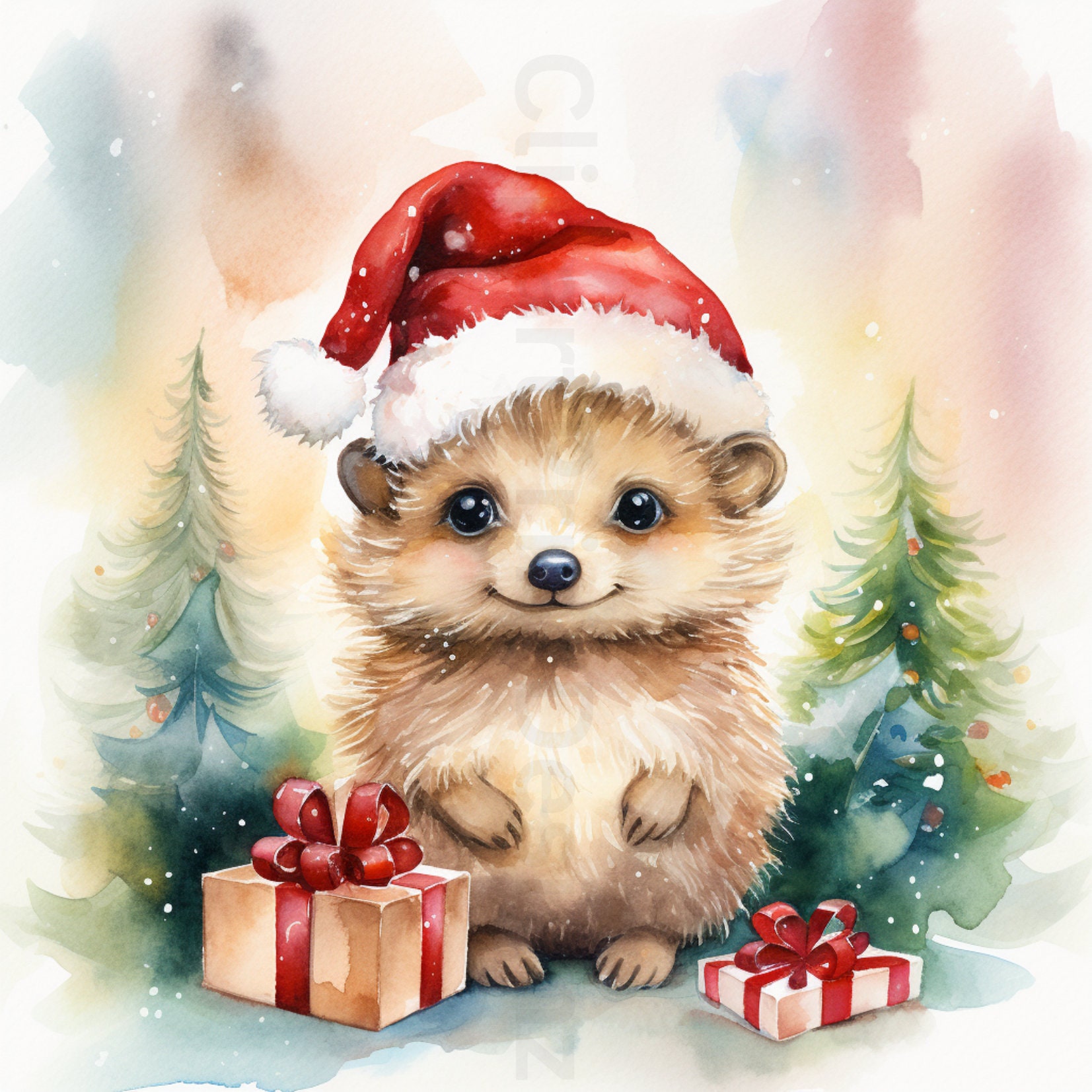 Cute Watercolor Woodland Christmas Animals, Christmas Woodland Clipart ...