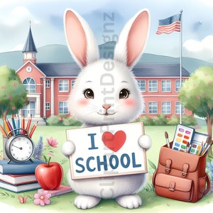 Cute Back to School Animals Clipart Bundle, Watercolor Animal Clip Art ...
