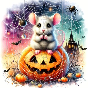 Cute Halloween Mouse Clipart Bundle, Watercolor Mice Clip Art Images ...