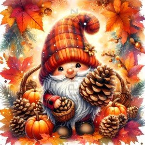Cute Fall Gnomes Clipart Bundle, Watercolor Gnome Clip Art Images, High ...