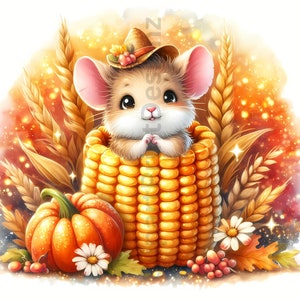 Cute Fall Corn Animals Clipart Bundle, Watercolor Animal Clip Art ...