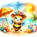 Cute Summer Bees Clipart Bundle, Watercolor Bee Clip Art Images, High ...