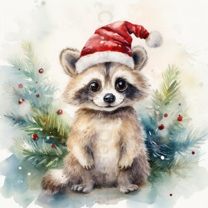 Cute Watercolor Woodland Christmas Animals, Christmas Woodland Clipart ...