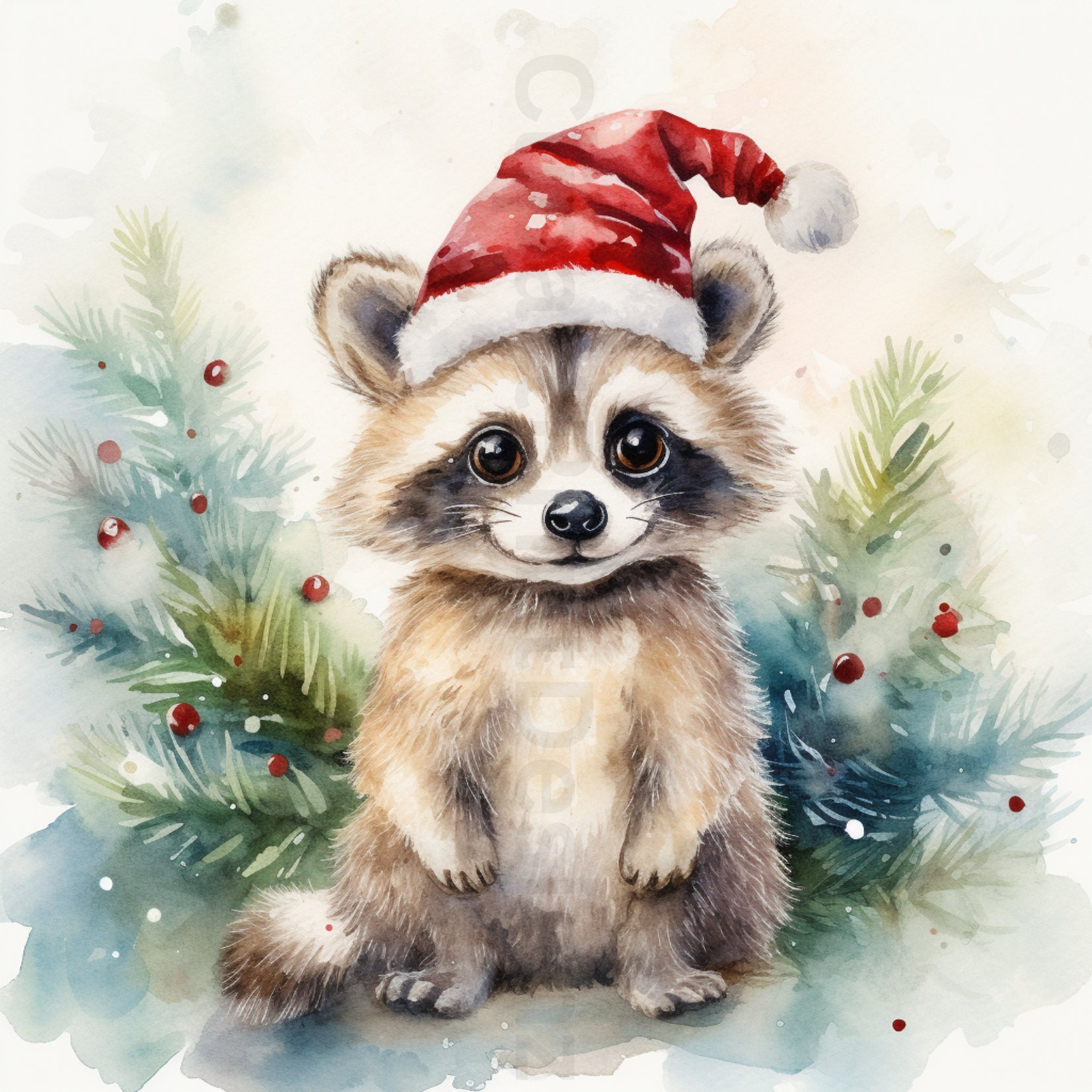 Cute Watercolor Woodland Christmas Animals, Christmas Woodland Clipart ...