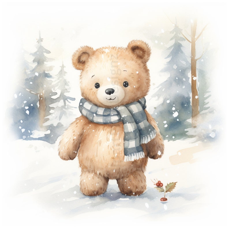 20 Cute Baby Winter Animals Clipart Bundle, Watercolor Animals, Digital ...