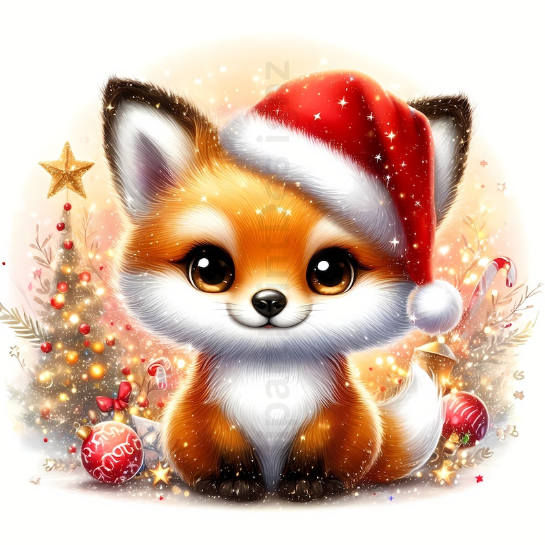 Cute Christmas Fox Clipart Bundle, Baby Animals, 28 High Quality Pngs ...